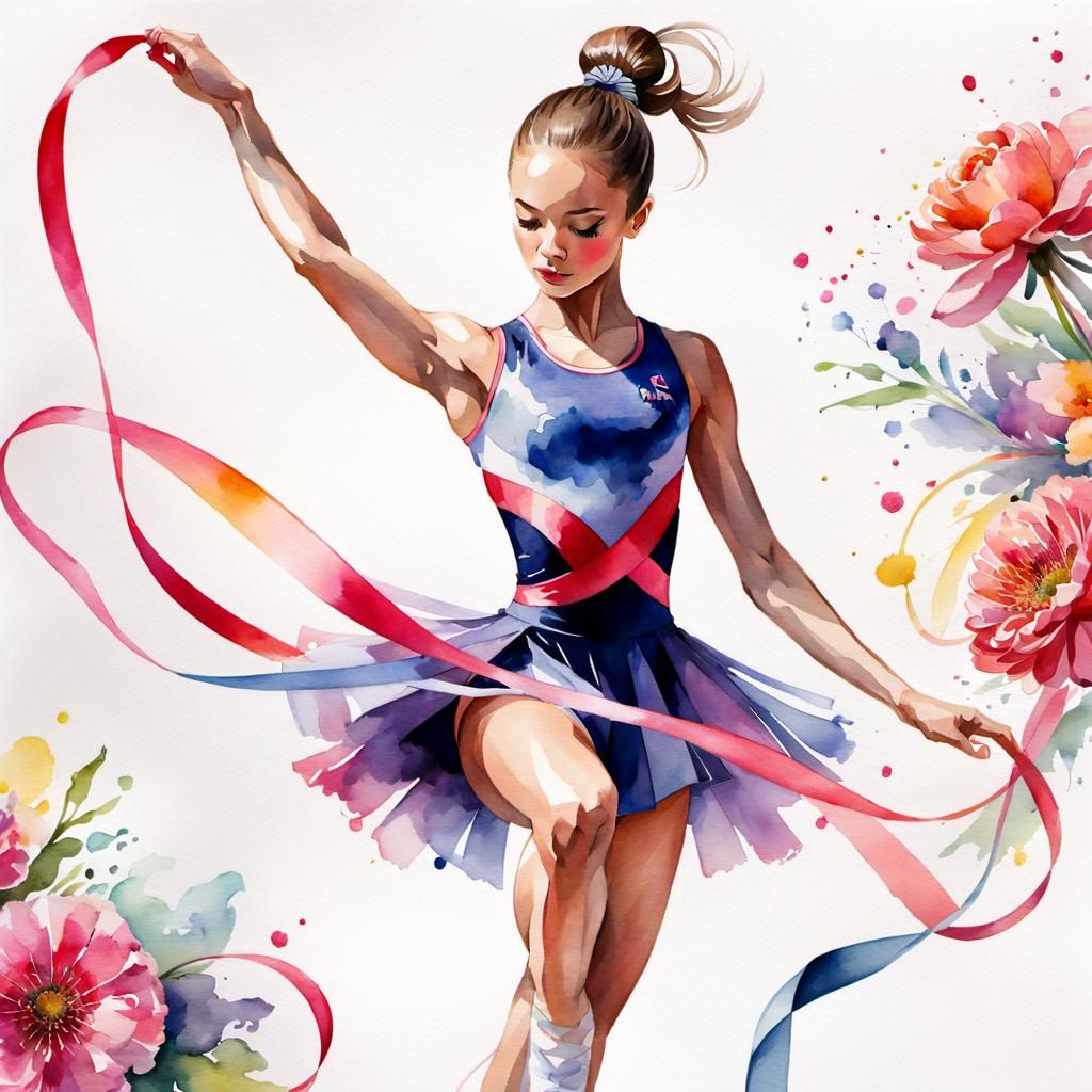 rhythmic gymnast, ribbon exercise - AI Generated Artwork - NightCafe ...