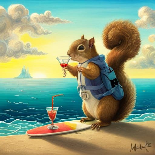 Squirrel on Holiday - AI Generated Artwork - NightCafe Creator