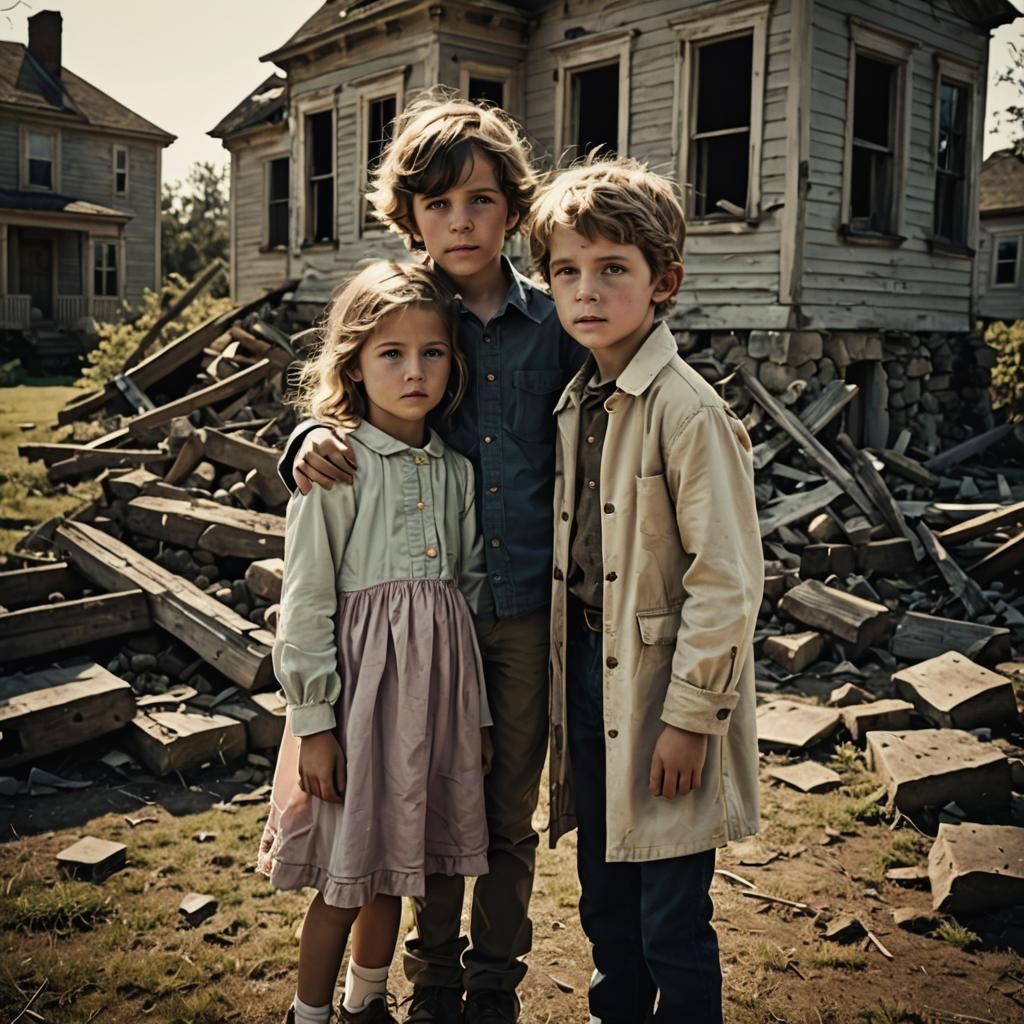 orphans after tornado - AI Generated Artwork - NightCafe Creator