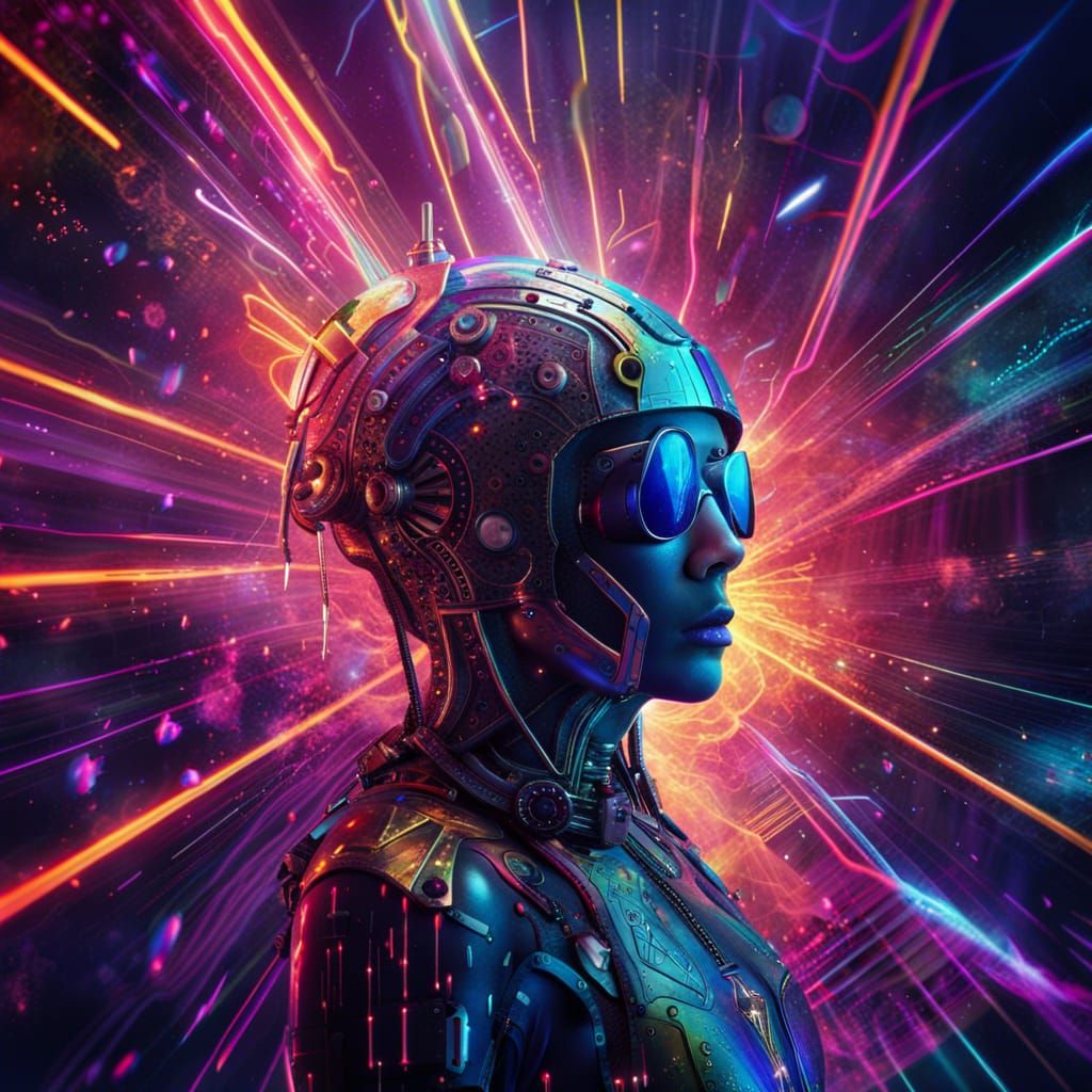 a techno music freak , photographic , 8k , high resolution , colorful ...