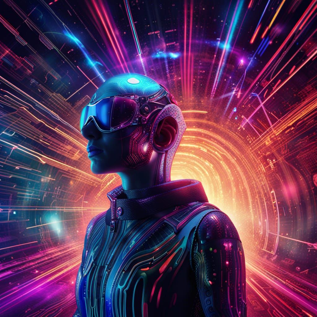 a techno music freak , photographic , 8k , high resolution , colorful ...