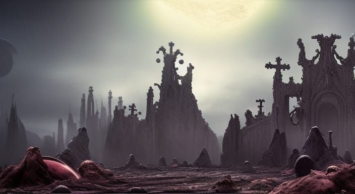 graveyard on another planet - AI Generated Artwork - NightCafe Creator