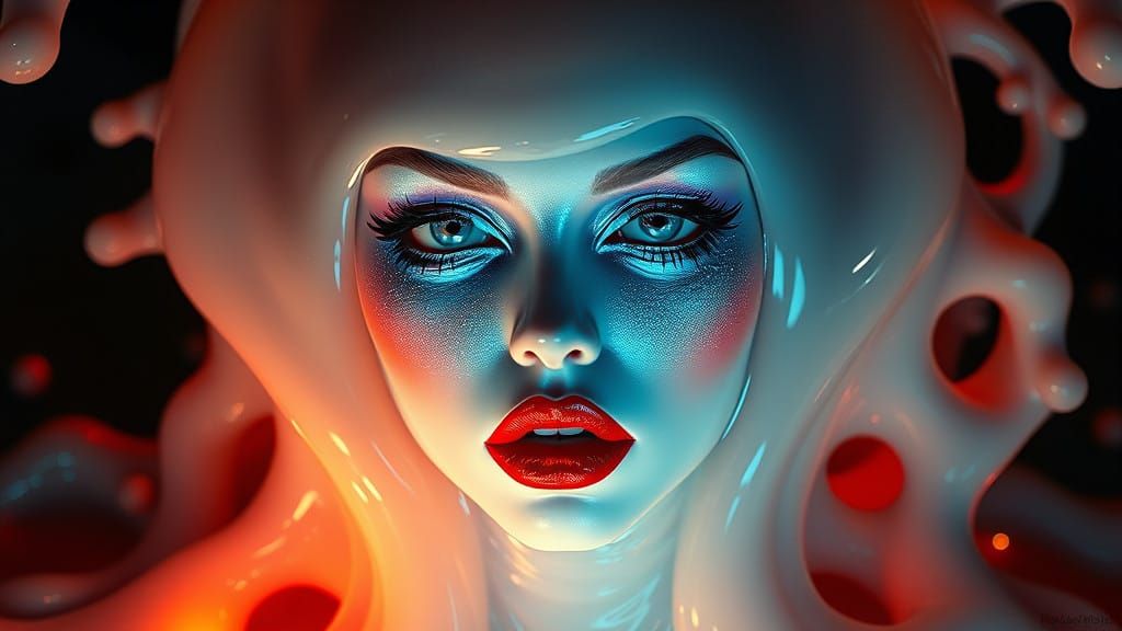 Gelatinous Abomination in Neon Makeup - AI Art
