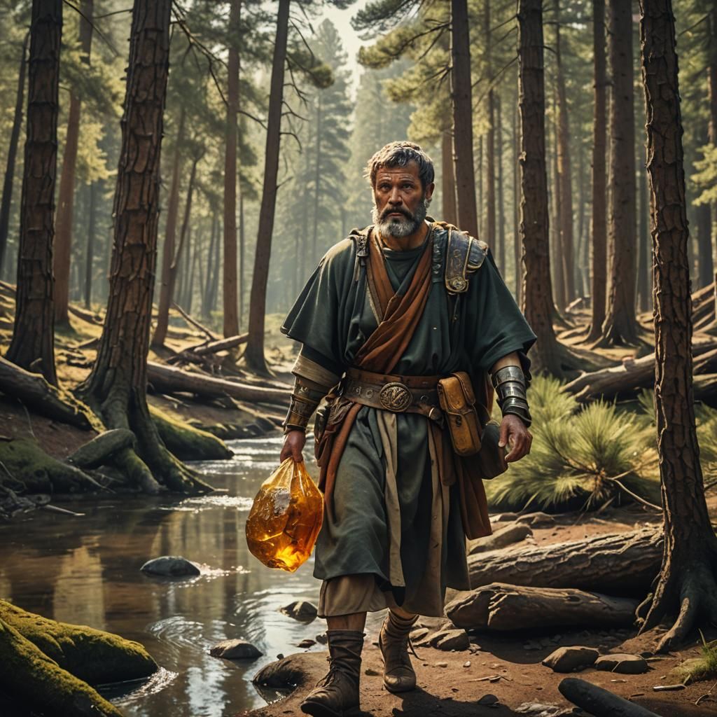 Photography A Roman merchant with a lump of amber walking through a ...