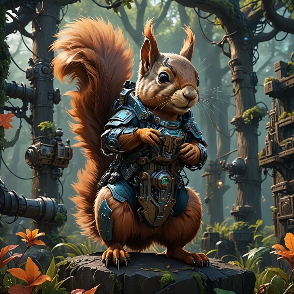 Cyril the Cyborg Squirrel - AI Generated Artwork - NightCafe Creator