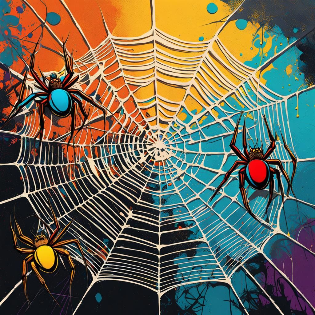 A Rare web of Primary Color spiders. - AI Generated Artwork - NightCafe ...