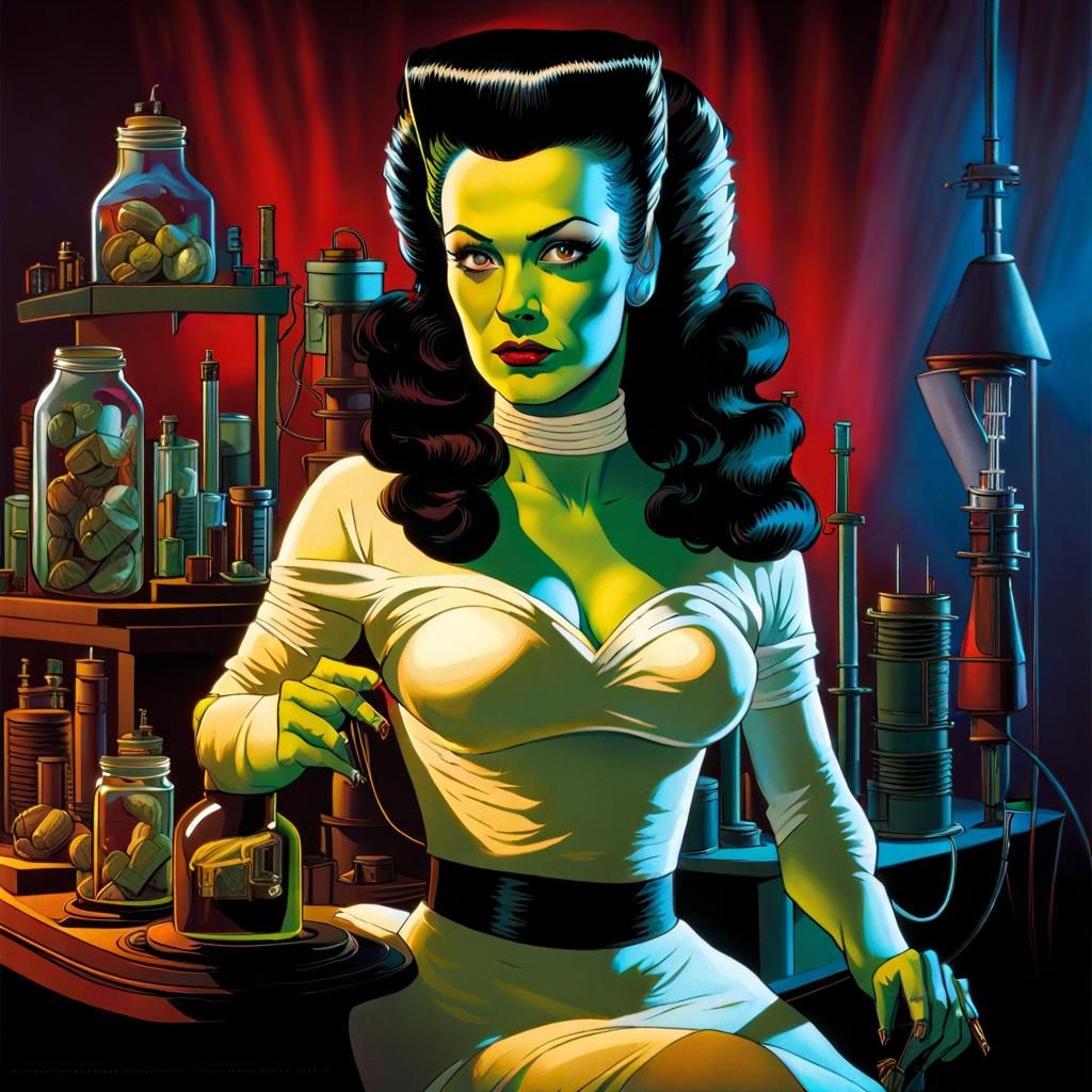 The Bride of Frankenstein's Monster - AI Generated Artwork - NightCafe Creator