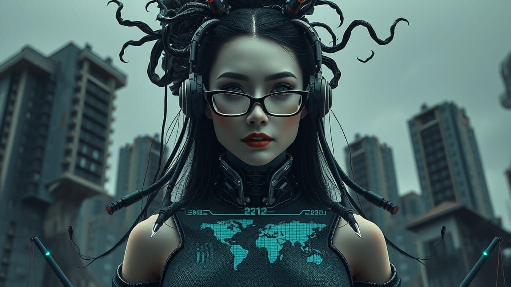 Biomechanical Geisha Cyborg in Dark, Hyper-Realist... - AI Art
