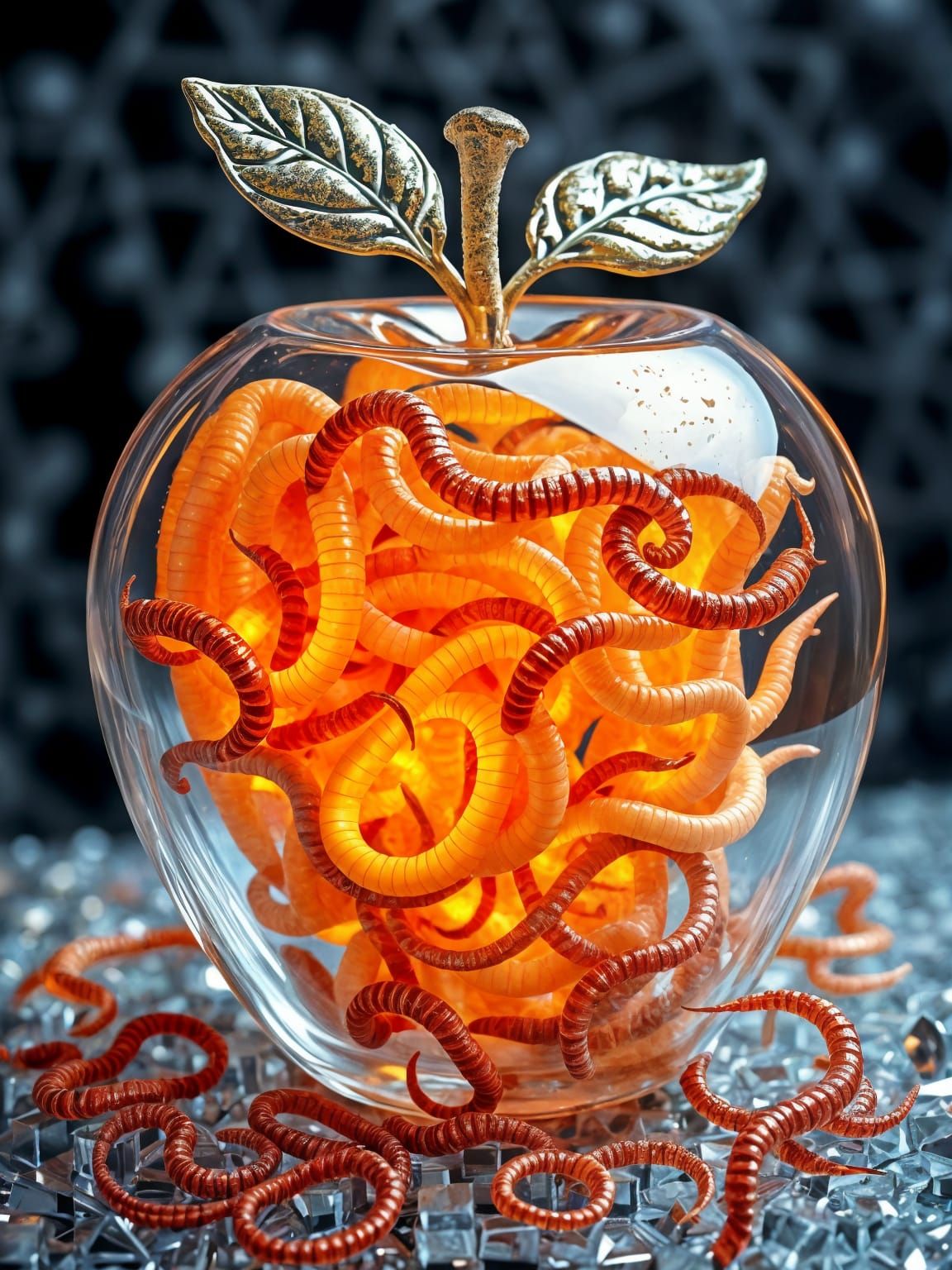 Intricate Transparent Apple Structure in Glitterin... - AI Art