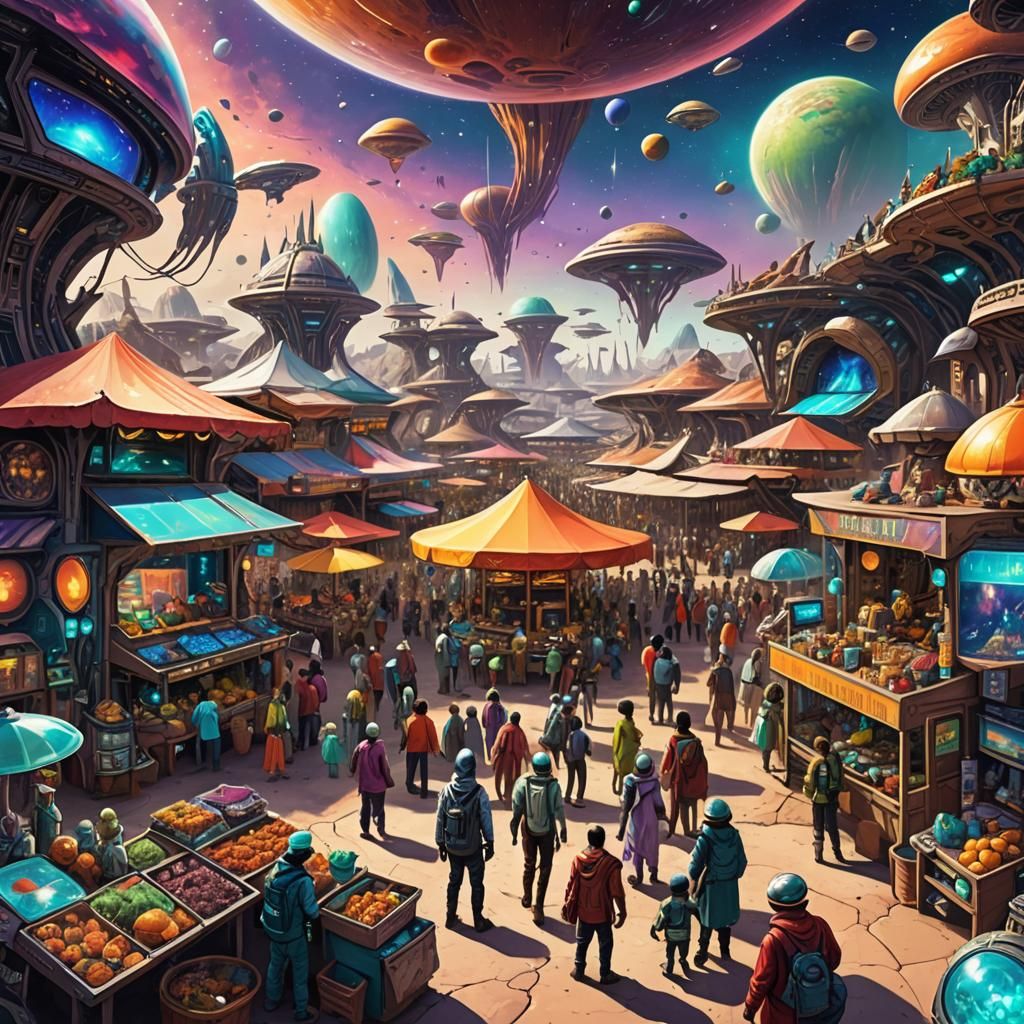 Alien Marketplace on a Distant Planet - AI Generated Artwork ...