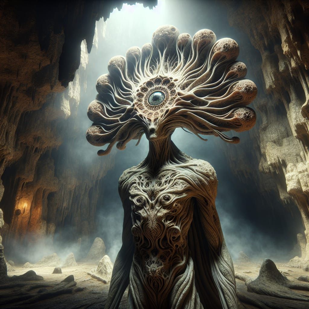 Demon of Bad Dream - Surreal Alien in Weathered Cave