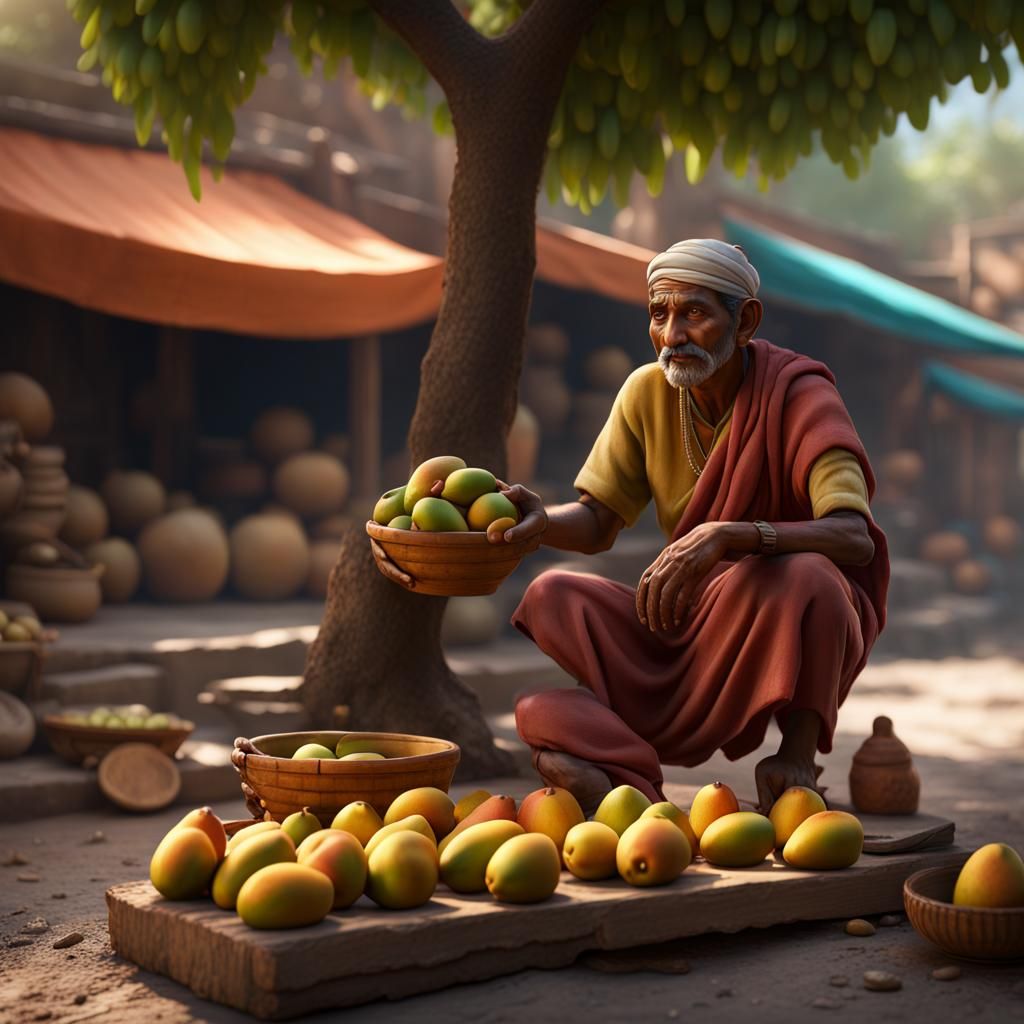 Everyday life -Mango seller - AI Generated Artwork - NightCafe Creator