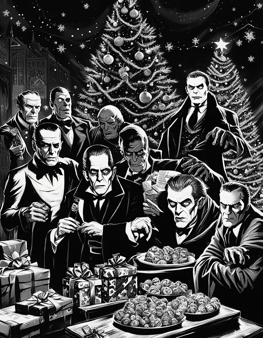 A Universal Monsters Christmas - AI Generated Artwork - NightCafe Creator