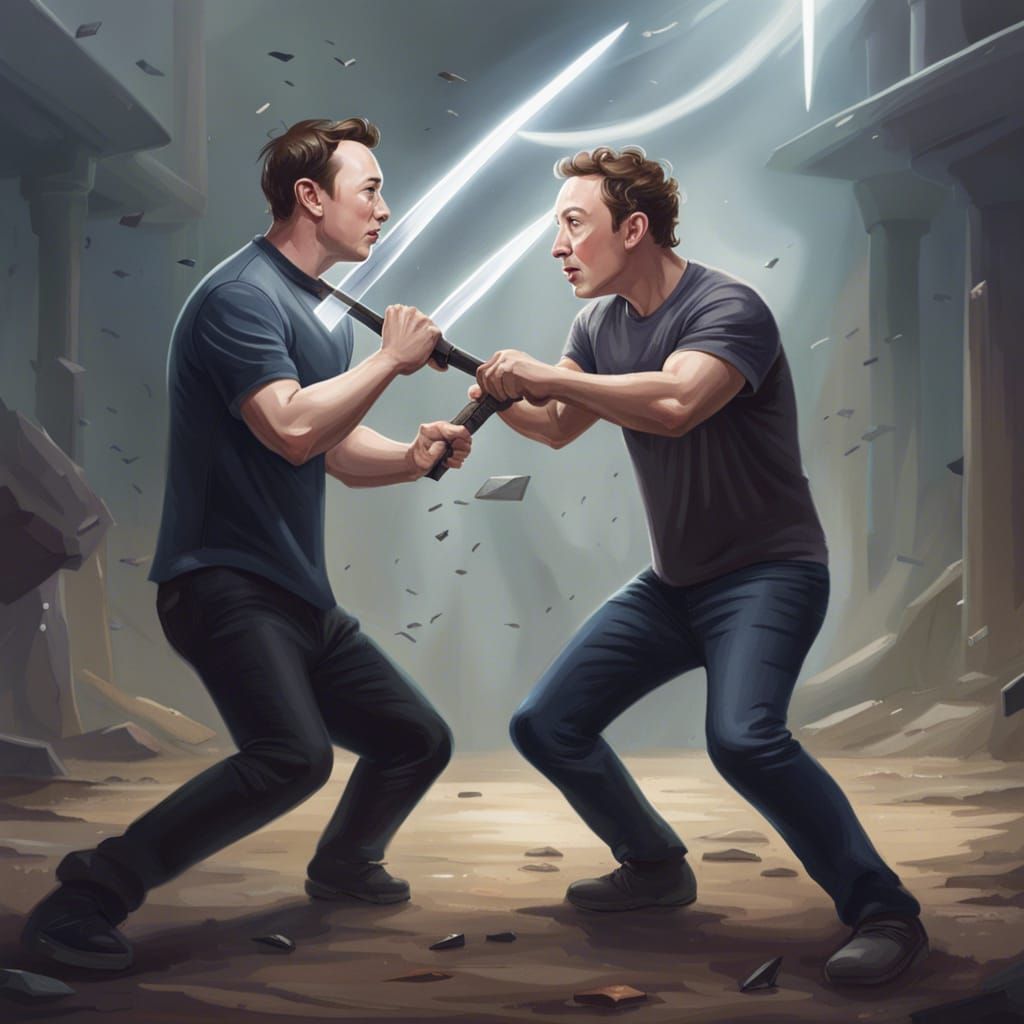 Elon Musk and Mark Zuckerberg sword fighting - AI Generated Artwork ...