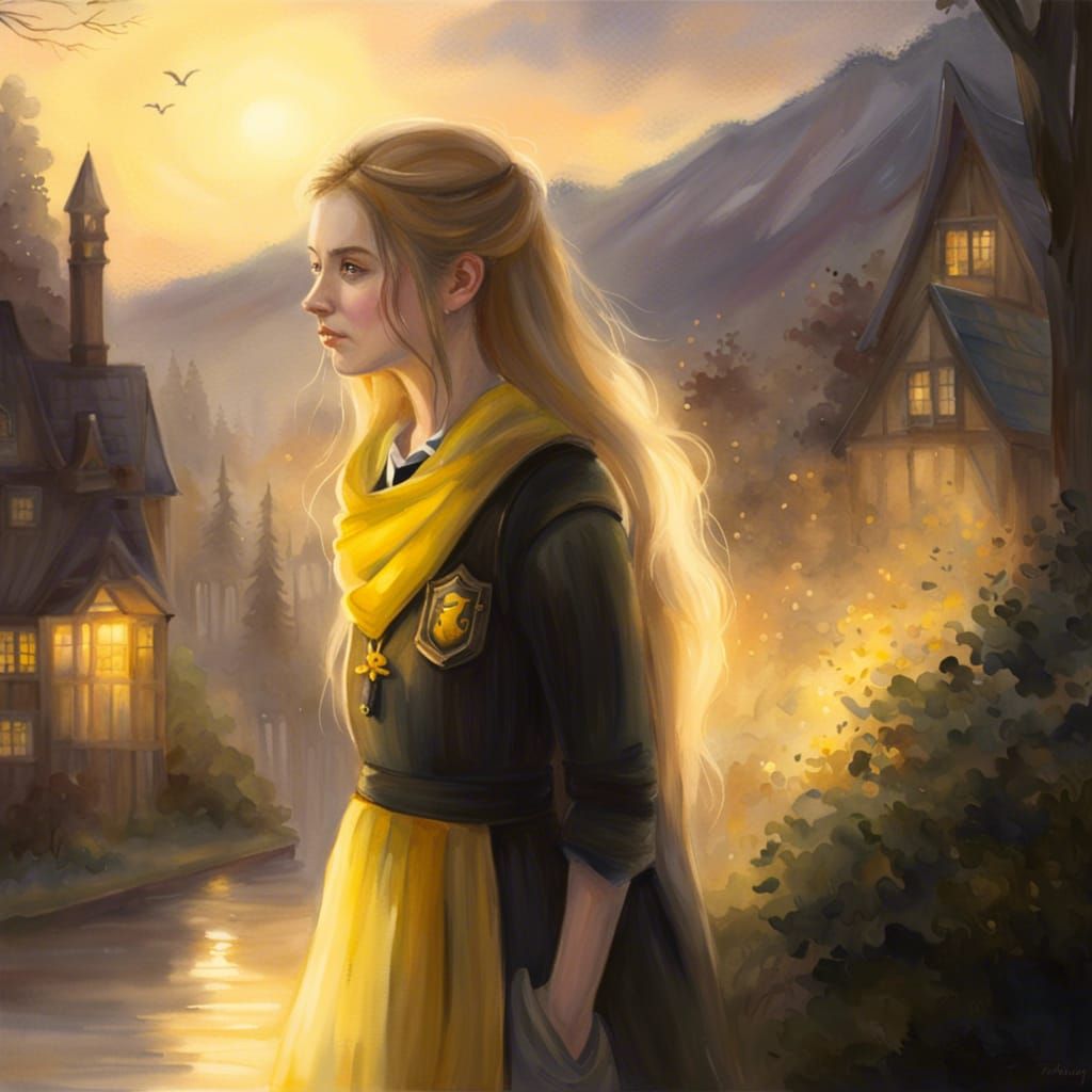 Hufflepuff student waiting in hogsmeade - AI Generated Artwork ...