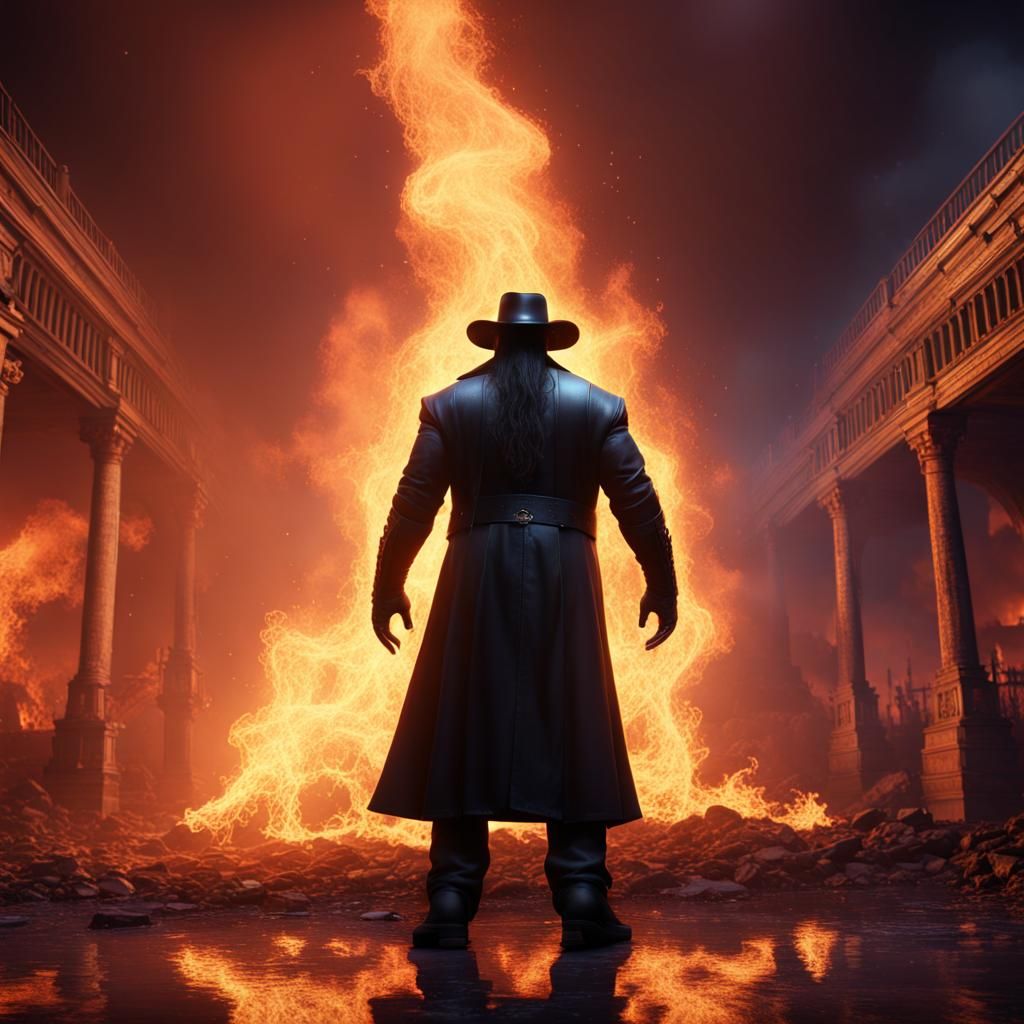 fire, the undertaker, wwe - AI Generated Artwork - NightCafe Creator