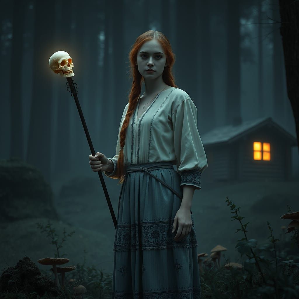 Vassilissa the Beautiful in Mystical Slavic Forest - AI Art