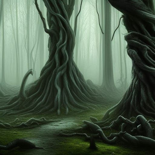 Spooky forest with twisted and dark forboding trees 9846 - AI Generated ...