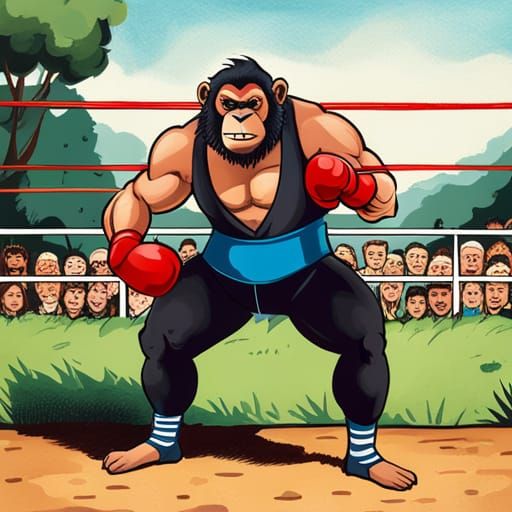 Boxing chimp or champ? #2 - AI Generated Artwork - NightCafe Creator