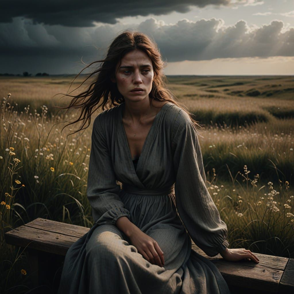 Sorrowful woman - Sorrowful Woman in Tranquil Melancholy