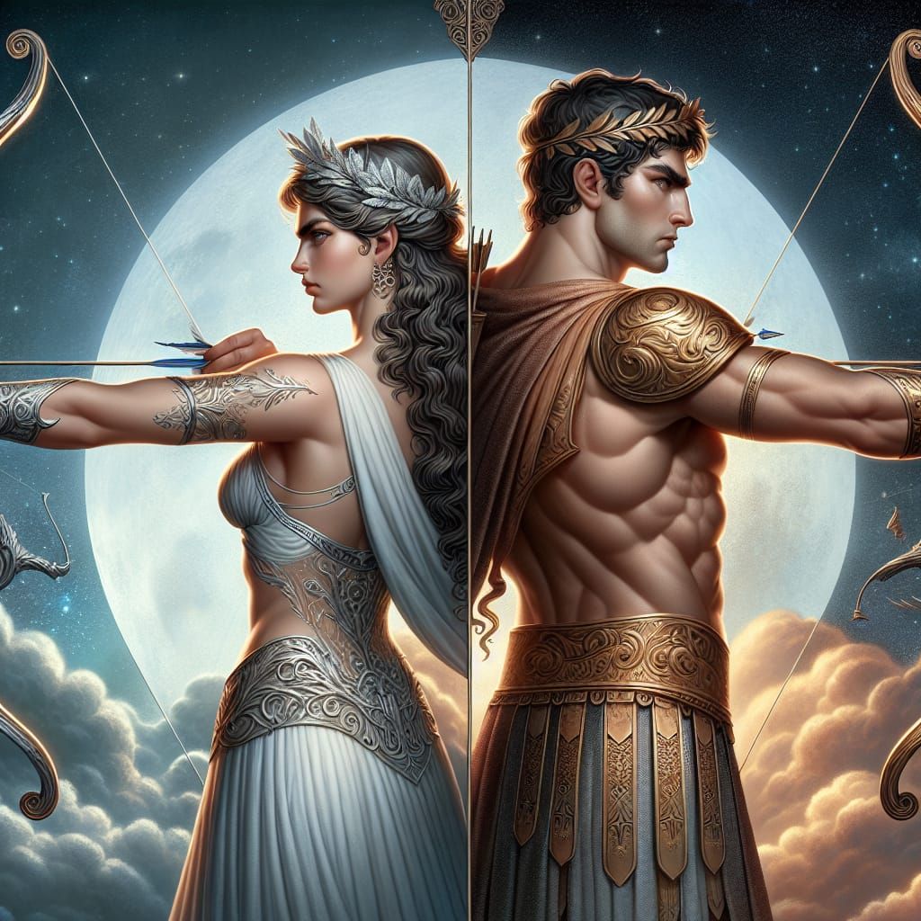 Divine Archer Twins Artemis and Apollo - AI Generated Artwork - NightCafe Creator