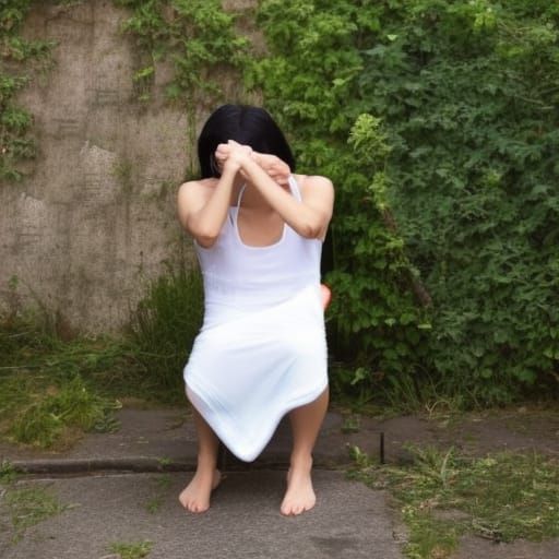 Clothless Woman urinating - AI Generated Artwork - NightCafe Creator