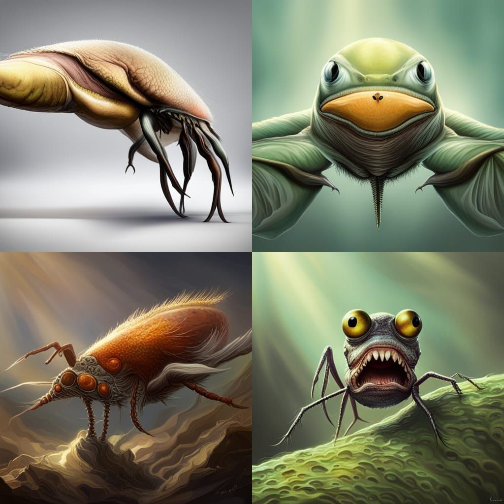 Please create an image of an insect with no discernable eyes that has ...