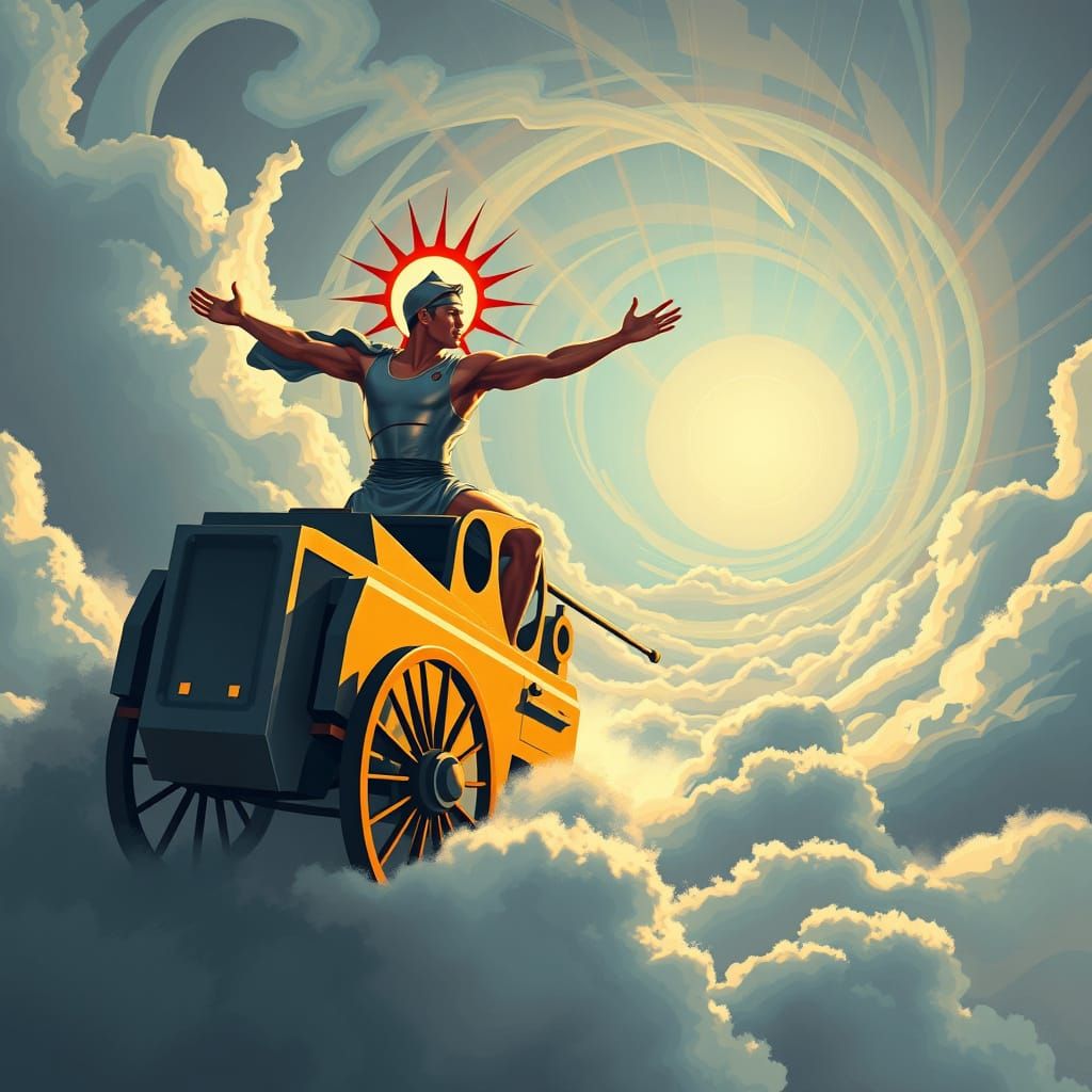 Helius in his chariot coming through the sky. Bauhaus style. Ars Lumina ...