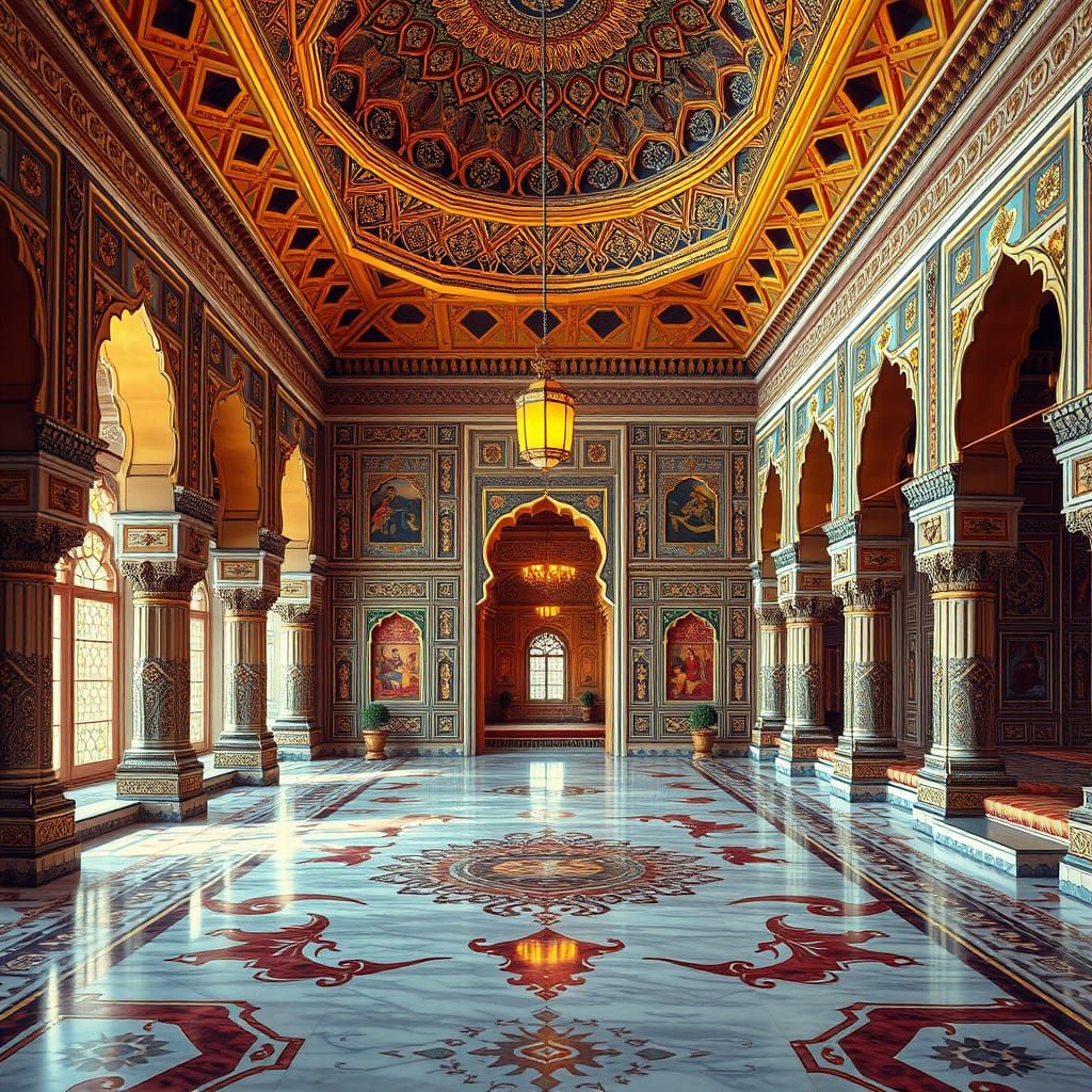 Mogul period Indian interior - Lavish Mogul Palace Interior ...