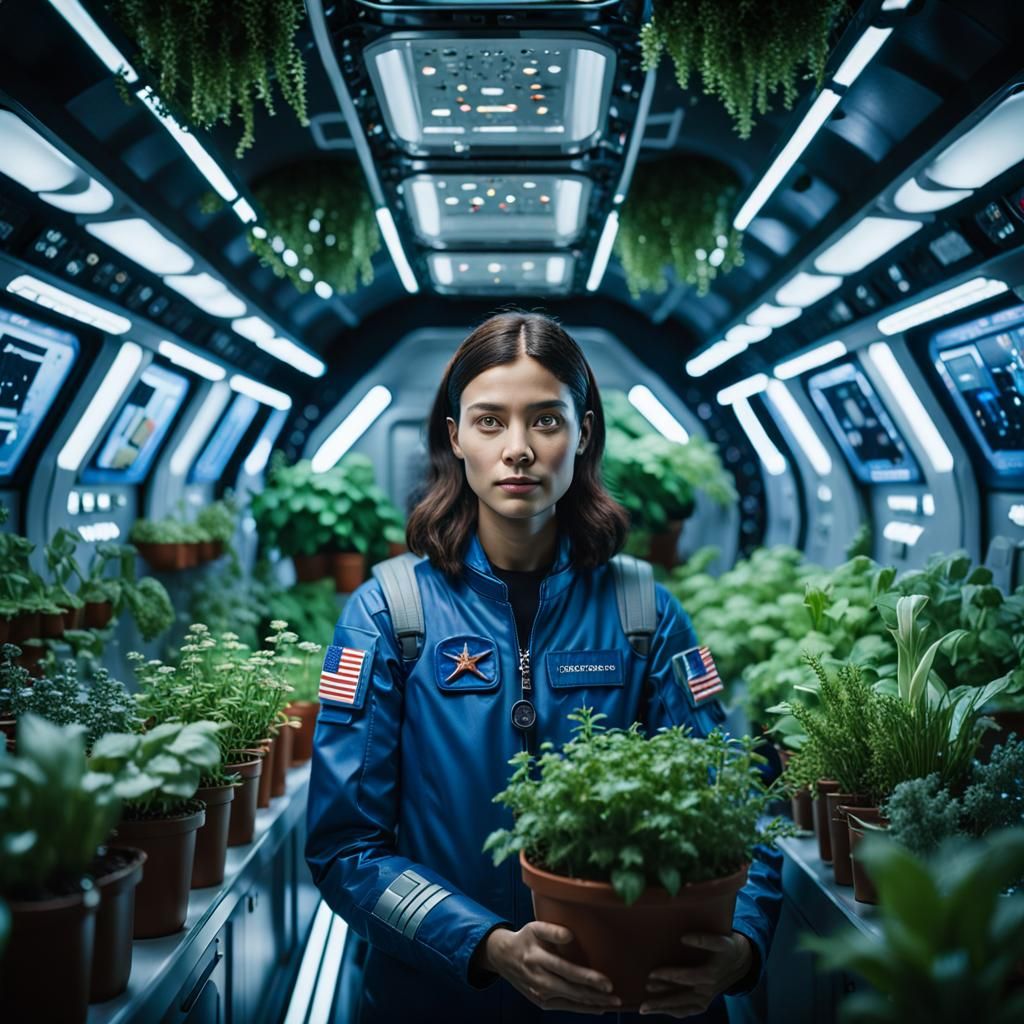 A botanist on a space station - AI Generated Artwork - NightCafe Creator