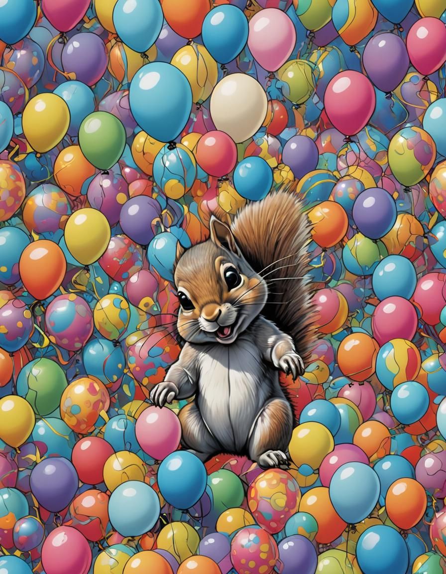 Squirrel balloons MK - AI Generated Artwork - NightCafe Creator