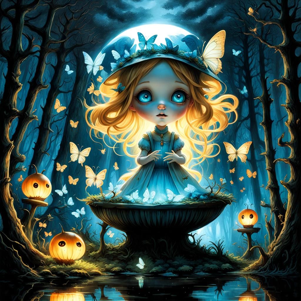 " Alice et les papillons " - AI Generated Artwork - NightCafe Creator