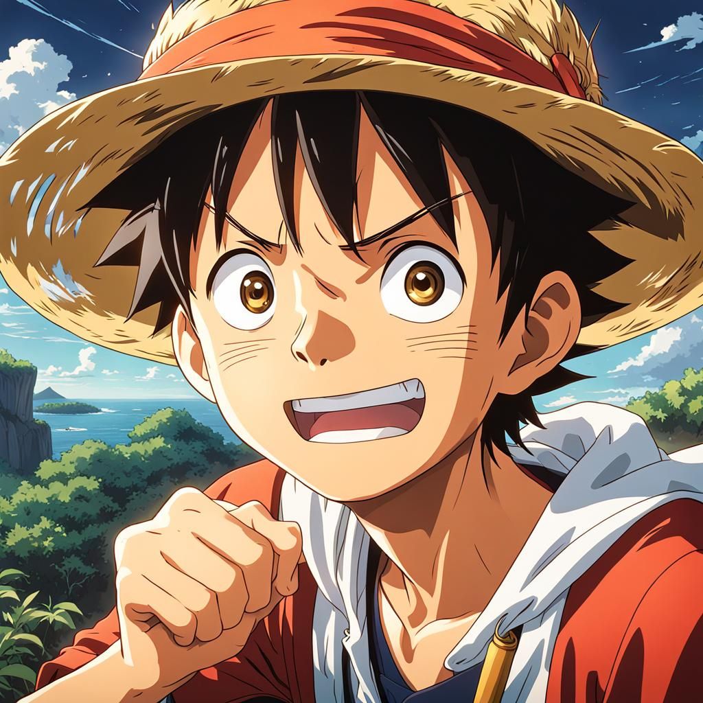Luffy acting surprised, eyes popping out, detailed - AI Generated ...