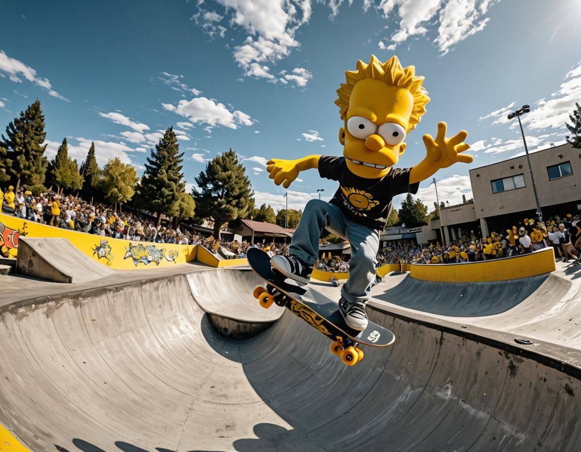 Bart Simpson doing a stunt on a Quarter Pipe ramp, Skate Culture ...