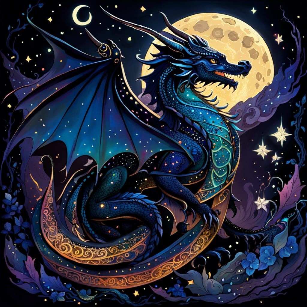 Starry Dragon Vector Art - AI Generated Artwork - NightCafe Creator