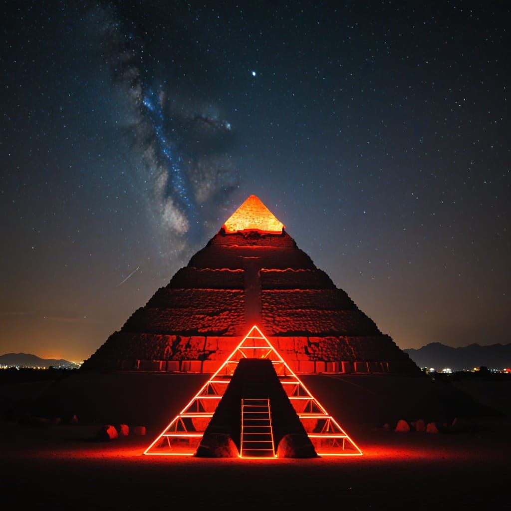 pyramid night neon light painting - Neon Pyramid Illuminate...