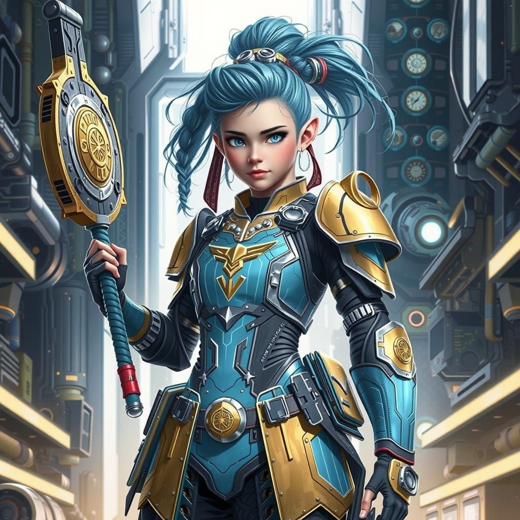 Compact Female Dwarf in Futuristic Sci-Fi Environm... - AI Art
