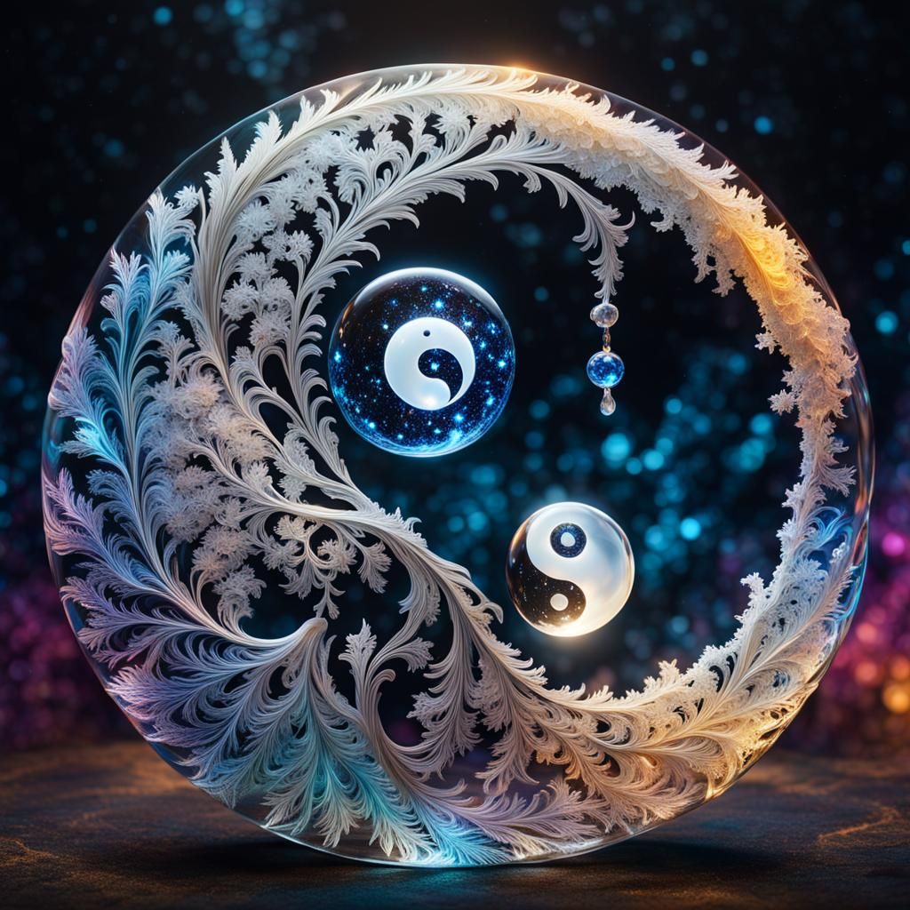 Ethereal Yin-Yang Crystals in Luminous Opalescent ... - AI Art