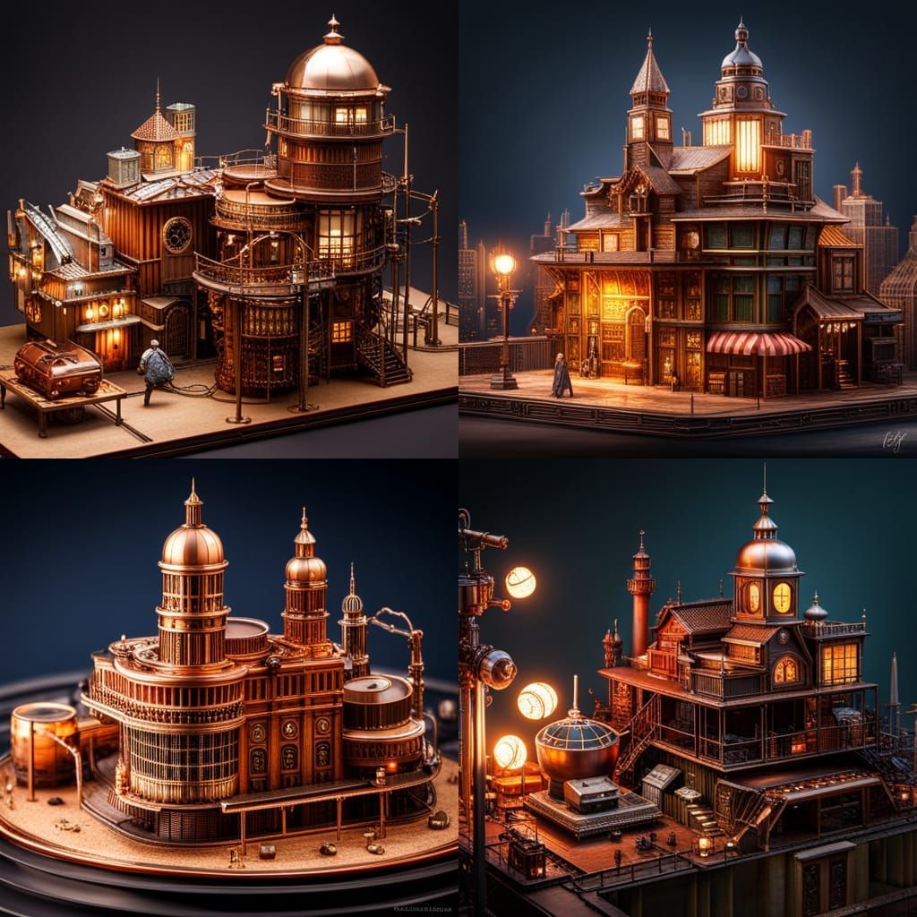 Steampunk Miniatures - AI Generated Artwork - NightCafe Creator