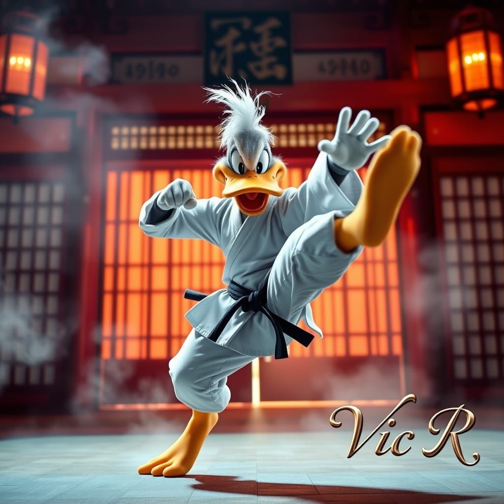 Karate Duck !! - Karate Master Daffy Duck in Epic Dojo Pose
