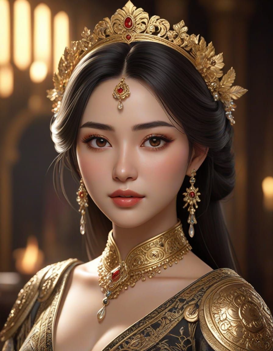 Princess - Regal Balinese Princess in Gilded Ceremony Attire