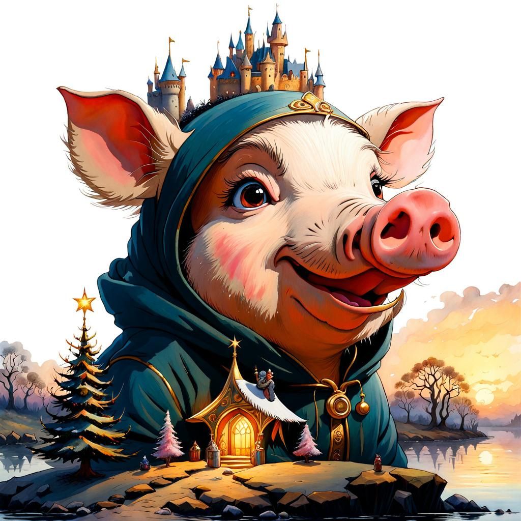 Christmas Pig - AI Generated Artwork - NightCafe Creator