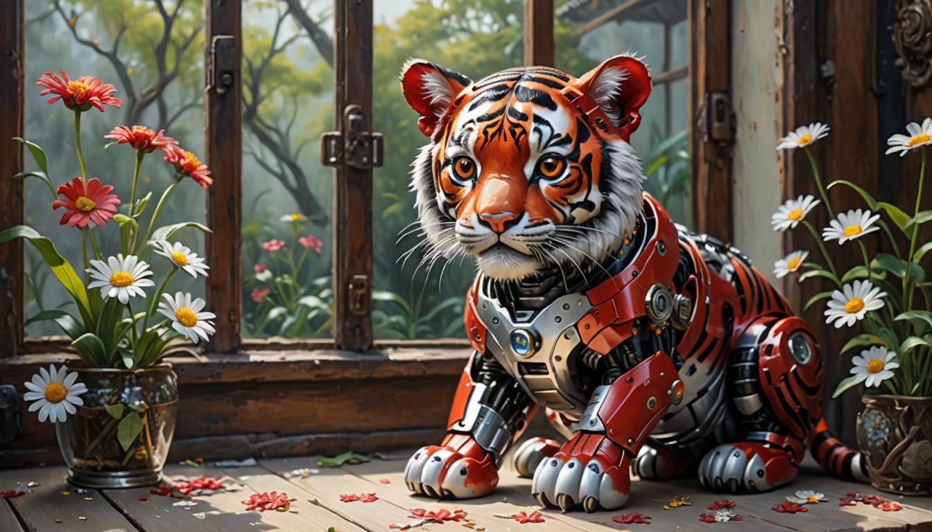 Cyborg tiger Pets - AI Generated Artwork - NightCafe Creator
