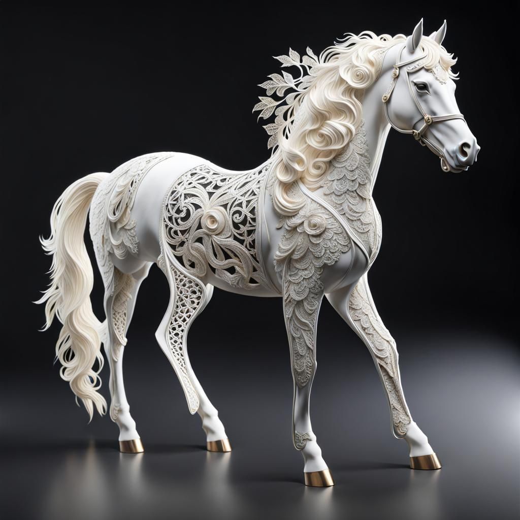 White lace horse - AI Generated Artwork - NightCafe Creator