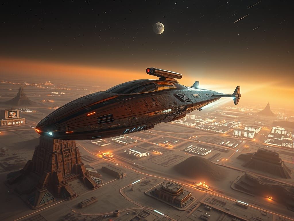 Futuristic Transport in Dystopian Phobos Landscape - AI Art