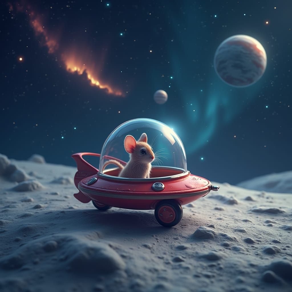 Cosmic Dreamscape with Alien Encounter - AI Art