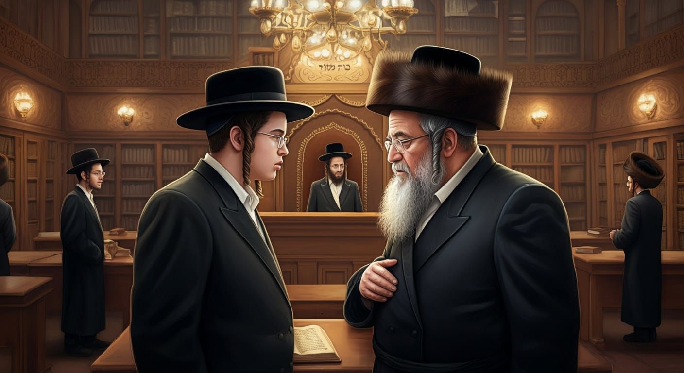 Young Hasidic Student in Intimate Conversation wit... - AI Art