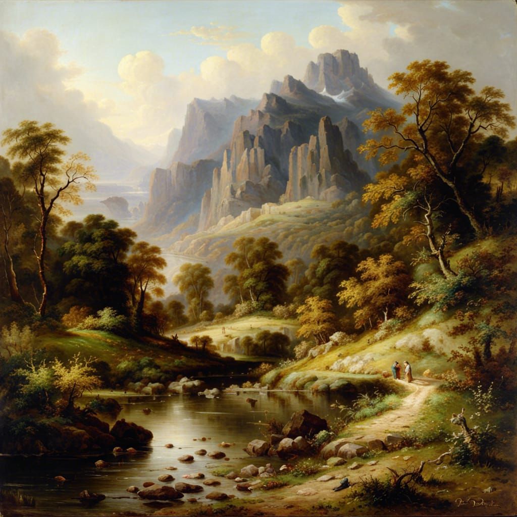 landscape by Edwin Deakin - AI Generated Artwork - NightCafe Creator