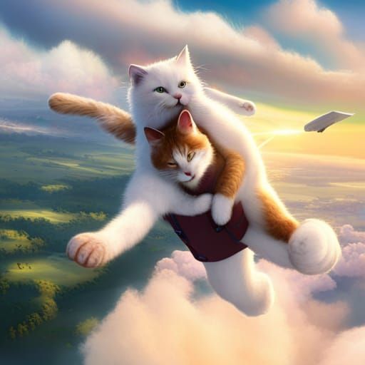 Cat on skydiving - AI Generated Artwork - NightCafe Creator