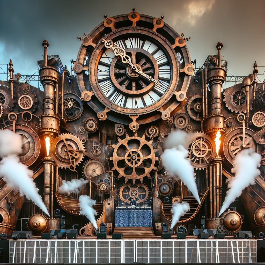 Steampunk electronic music festival mainstage - AI Generated Artwork ...